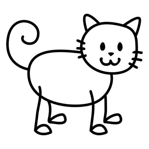 Doodle Cat Simple PNG SVG Design For T Shirts Stick Figure Drawing