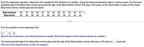 Solved Find The Regression Equation Letting The First