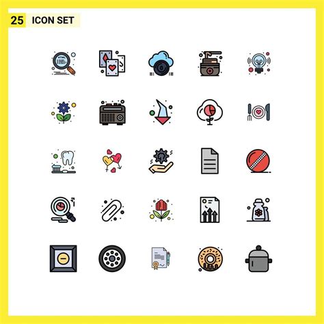 25 Thematic Vector Filled Line Flat Colors And Editable Symbols Of Business Cream Safe Lotus