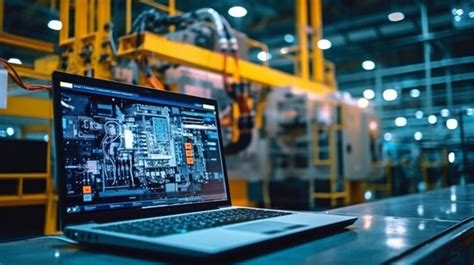 premium ai image using a laptop engineering large machine management