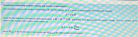 Solved Quantitative Relationship Between Entropy And Number Chegg Com