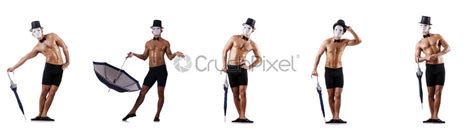Naked Muscular Mime Isolated On White Stock Photo Crushpixel