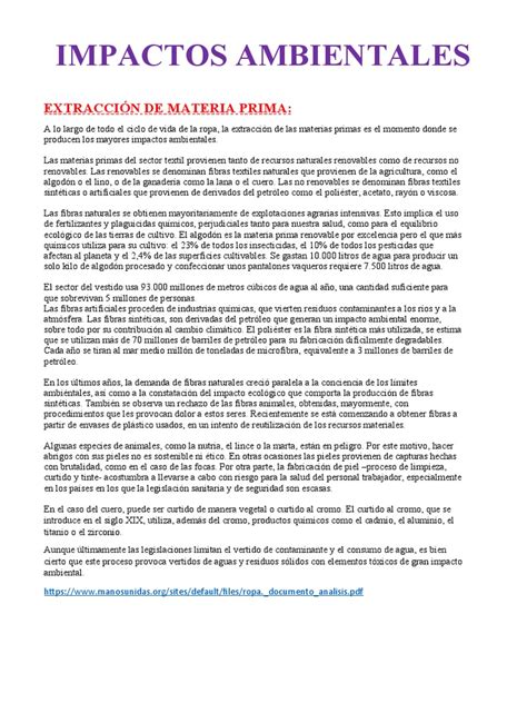 Impactos Ambientales Sector Textil Pdf Agua Aguas Residuales