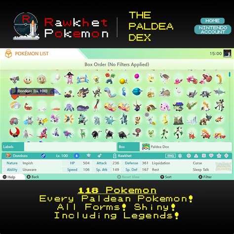 The Paldea Dex 135x Battle Ready Shiny Pokemon Home Rawkhet Pokemon