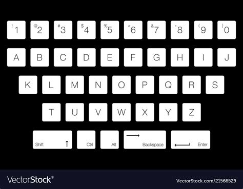Keyboard Computer Letter Keys Isolated White Vector Image