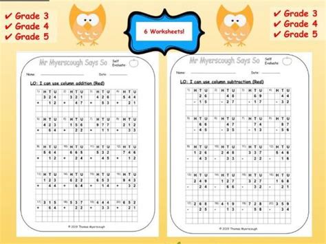 addition and subtraction using column method teaching resources