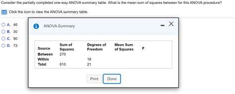 Solved Consider The Partially Completed One Way Anova