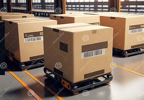 Mobile Robot Transporting A Box In A Warehouse Automated Retail