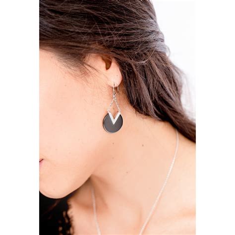 Boucles d oreilles pendantes en Argent millièmes et céramique blanc brillant PHEBUS MATY