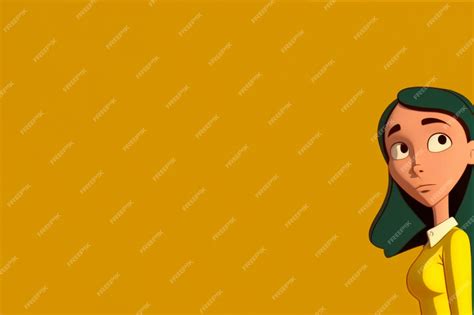 Premium Photo Confused Woman Cartoon Character Looking From The Side Flat Vector On Yellow