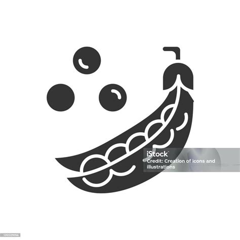녹색 완두콩과 흩어져완두콩 검은 글리프 아이콘의 포드 천연 야채 건강하고 유기농 식품 요리 성분 웹 페이지 모바일 앱 프로모션용 픽토그램 Ui Ux Gui 디자인 요소입니다