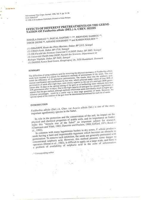 Pdf Effects Of Different Pretreatments On The Germination Of