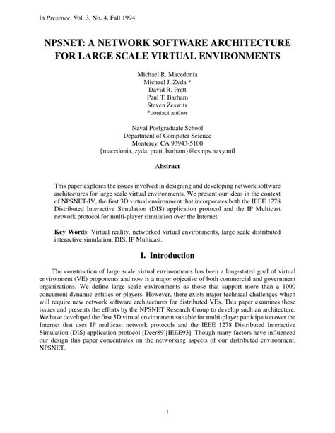 pdf npsnet a network software architecture for large scale virtual