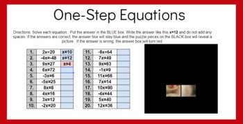 One Step Equations Multiplication Digital Puzzles Tpt
