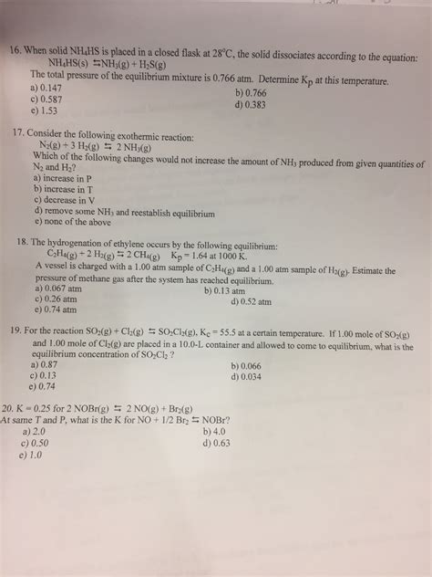 Solved When Solid NH 4 HS Is Placed In A Closed Flask At 28 Chegg