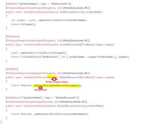 update action return coupon object while repo return bool · issue 29