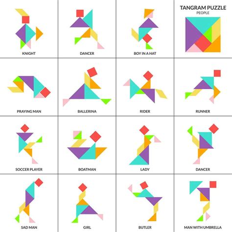 Tangram puzzle game for kids. Vector colorful collection with isolated ...