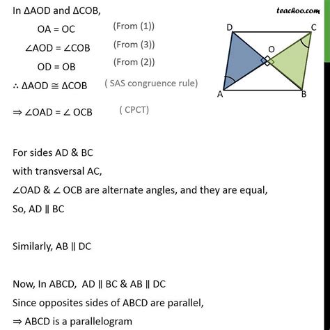 Question 2 Show That If Diagonals Of A Quadrilateral Bisect