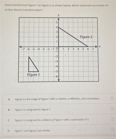 Solved Alana Transformed Figure 1 To Figure 2 As Shown Below Which Statement Accurately De