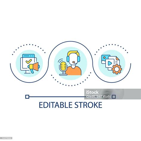 Ilustración De Crear Contenido Para El Icono De Concepto De Bucle De Redes Sociales Y Más