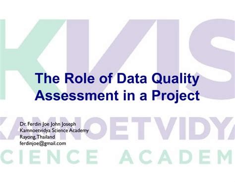 Role Of Data Quality Assessment In A Project Pdf