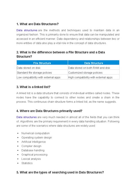 Data Structures Interview Questions 1 What Are Data Structures Data