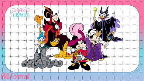 Halloween Fab 5 Villains Mickey Minnie Donald Daisy Goofy Pluto As