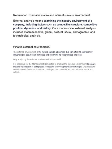 External Analysis Means Pdf