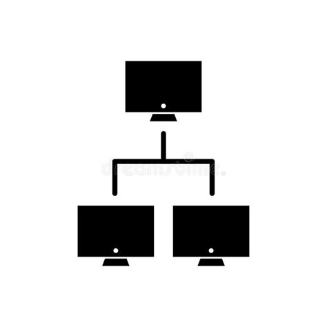 Computer Network Icon Set Laptop Lan Sharing Vector Symbol In A Black Filled And Outlined Style
