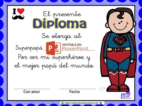 Diploma Día del padre Editable EN PPT DESCARGAR GRATIS Diplomas dia del padre Diploma