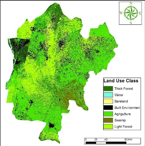 Land Use Classification Map Showing Seven Major Land Use Classes In The