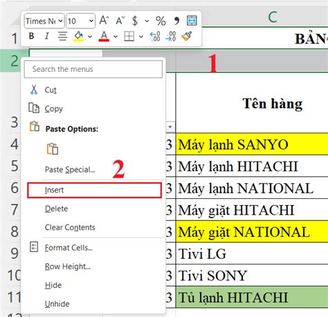 Thủ Thuật Thêm Hàng Cột Trong Excel Tự động Giãn Dòng