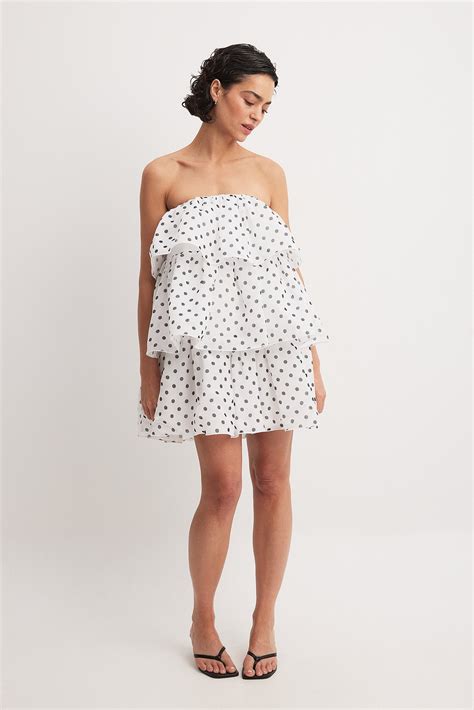Chiffon Layered Strapless Mini Dress Dotted Na Kd