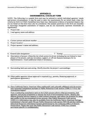 Form CEQA Appendix G Fill Online Printable Fillable Blank PdfFiller