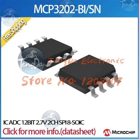 Free Shipping 5pcs Lot Mcp3202 Bi Sn Ic Adc 12bit 2 7v 2ch Spi 8 Soic