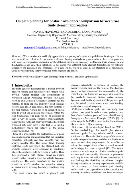 pdf on path planning for obstacle avoidance comparison between two