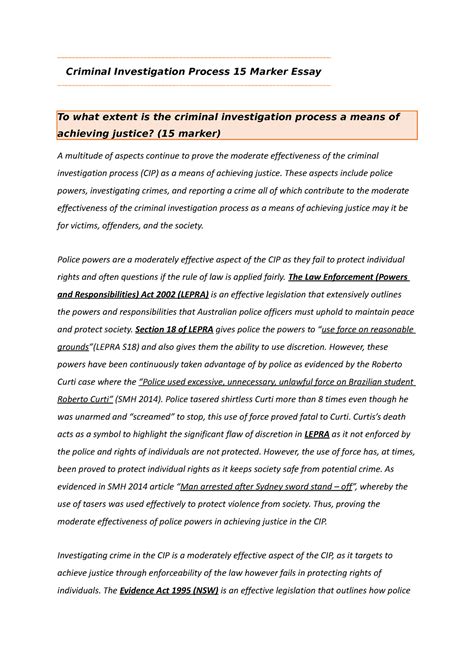 Criminal Investigation Process 15 Marker Essay These Aspects Include