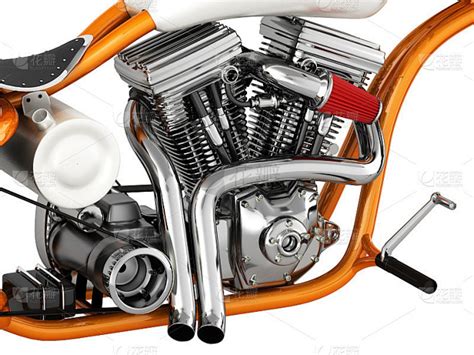 摩托车引擎v双3d插图