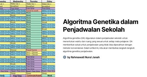 Algoritma Genetika Dalam Penjadwalan Sekolah