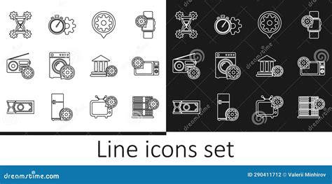 Set Line Server Setting Microwave Oven Setting Washer Radio Hourglass Bank Building And