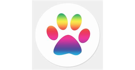 Rainbow Paw Print Classic Round Sticker