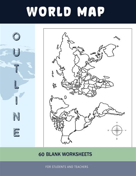 World Map Blank Outline Blank Map Outline Workbook For Students And Teachers Jv Amirtha