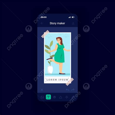 사진 편집기 야간 모드 스마트폰 인터페이스 벡터 템플릿 에 대한 어두운 게시하다 Png 일러스트 및 벡터 에 대한 무료