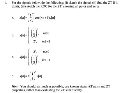 Solved 1 For The Signals Below Do The Following I