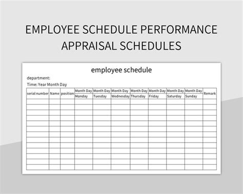 Employee Schedule Performance Appraisal Schedules Excel Template And