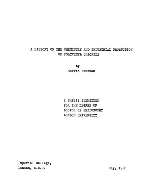 Kaufman M 1968 Phd Thesis Pdf Chlorine Polyvinyl Chloride