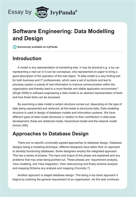 Software Engineering Data Modelling And Design Words Coursework Example
