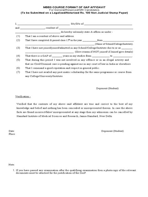 Gap Certificate For Ug Medical Pdf