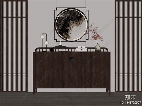 新中式玄关柜su模型下载【id1148720507】知末su模型网