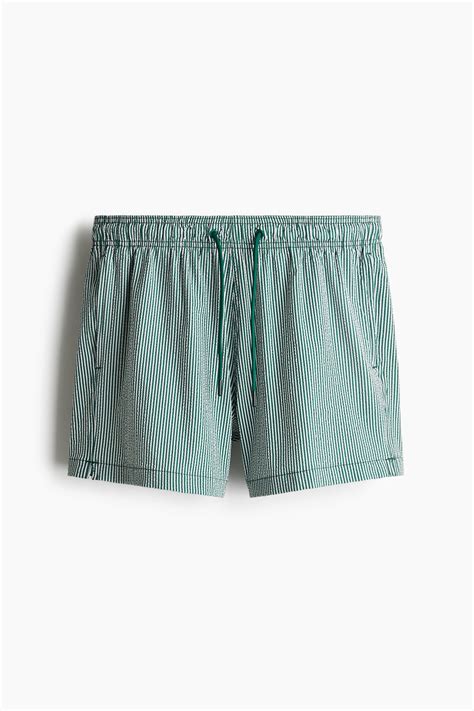 Seersucker Swim Shorts Greenstriped Men Handm Us